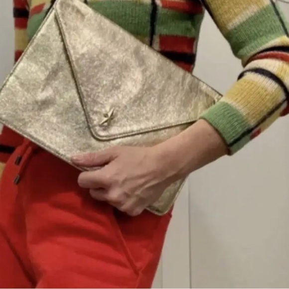 Thierry Mugler | Bags | Thierry Mugler Shimmering Gold Envelope Clutch ...